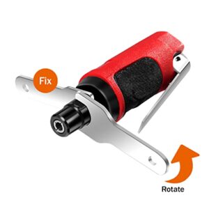 Goplus 1/4-inch Compact Straight Air Die Grinder, 25000 RPM Free Speed w/ 1/4" ，1/8" Collets and 2 Wrenches (Red+Black)