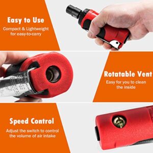 Goplus 1/4-inch Compact Straight Air Die Grinder, 25000 RPM Free Speed w/ 1/4" ，1/8" Collets and 2 Wrenches (Red+Black)