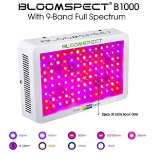 BLOOMSPECT Upgraded 1000W LED Grow Lights with Veg & RED & Bloom 3 Modes, Daisy Chain, Double Chips Full Spectrum Plant Grow Light for Indoor Plants Veg and Flower (100pcs 10 Watt LEDs)