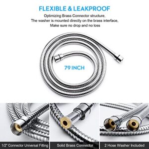 Blissland Shower Hose, 79 Inches Extra Long Stainless Steel Handheld Shower Head Hose with Brass Insert and Nut - Durable and Flexible(Chrome)