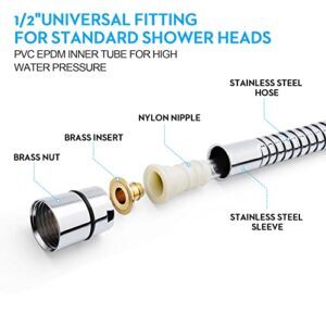 Blissland Shower Hose, 79 Inches Extra Long Stainless Steel Handheld Shower Head Hose with Brass Insert and Nut - Durable and Flexible(Chrome)