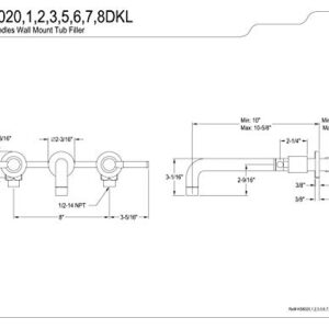 Kingston Brass KS8020DKL Kaiser Roman Tub Faucet, Matte Black, 14.63 x 10 x 3.06