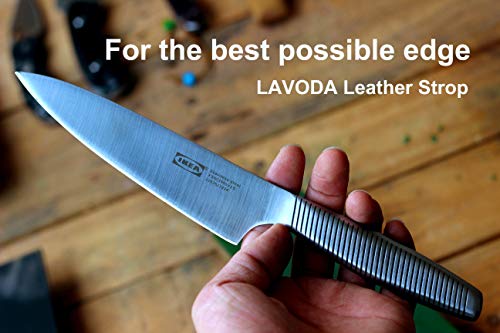 LAVODA Leather Strop Paddle for Knife Sharpening with Polishing Compound 3" by 15" Large Double Sided Stropping Kit -Knife Strop Stropping Block and Stropping Compound for Honing Woodworking