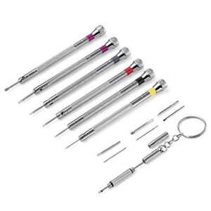 6pcs micro precision screwdriver set, vakogal premium screwdriver kit 0.8-1.6mm, 6 extra replace blades for watch repair, eyeglasses repair, jewelry work, electronics repair