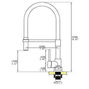 WENKEN Brushed Gold Kitchen Sink Faucet with Pull Down Spray, Solid Brass Kitchen Faucet, Gold and Black Kitchen Faucet