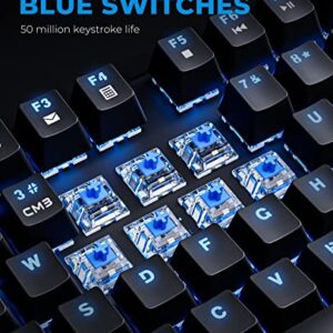 havit Mechanical Keyboard and Mouse Combo RGB Gaming 104 Keys Blue Switches Wired USB Keyboards with Detachable Wrist Rest, Programmable Gaming Mouse for PC Gamer Computer Desktop (Black)