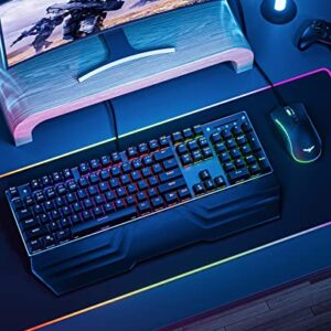 havit Mechanical Keyboard and Mouse Combo RGB Gaming 104 Keys Blue Switches Wired USB Keyboards with Detachable Wrist Rest, Programmable Gaming Mouse for PC Gamer Computer Desktop (Black)