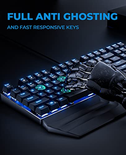 havit Mechanical Keyboard and Mouse Combo RGB Gaming 104 Keys Blue Switches Wired USB Keyboards with Detachable Wrist Rest, Programmable Gaming Mouse for PC Gamer Computer Desktop (Black)