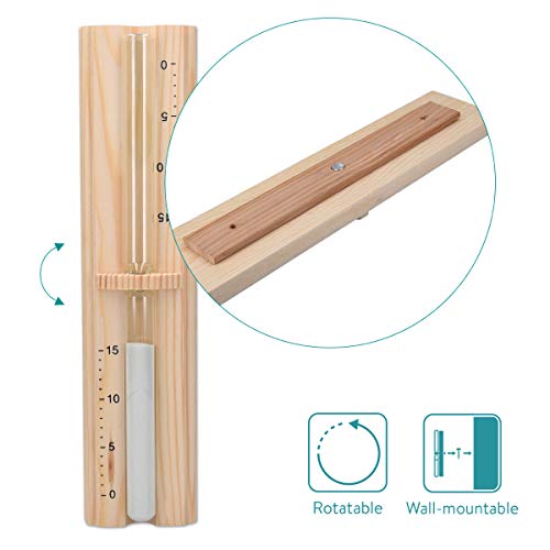 Navaris Sauna Hourglass Sand Timer - 15 Minutes Wood Sand Timer for Saunas - Wall-Mounted 15 Minute Hour Glass Made of Pine Wood 11.6" x 2.95" x 1.57"