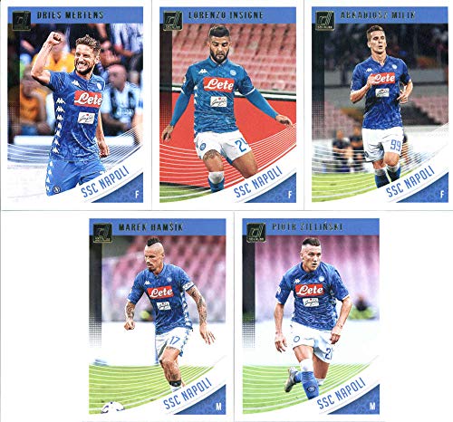 2019 Donruss Soccer SSC Napoli Veteran Team Set of 5 Cards: Arkadiusz Milik(#71), Lorenzo Insigne(#72), Dries Mertens(#73), Marek Hamsik(#74), Piotr Zielinski(#75)