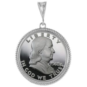 sterling silver rope wire half dollar bezel 30 mm coins prong back for all 50 cent coins coin not included