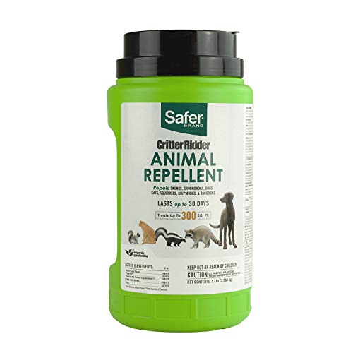 Safer 5929 Critter Ridder Animal Repellent Granules - Repels Raccoons, Skunks, Dogs, Cats, Chipmunks, Squirrels & Groundhogs - OMRI Listed for Organic Use - Protects up to 300 Sq Ft