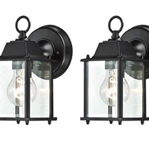 WISBEAM Outdoor Wall Lantern, Wall Sconce as Porch Lighting Fixture, Aluminum Housing Plus Glass, Wet Location Rated, ETL Qualified, 2-Pack