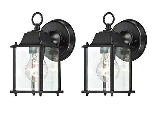 WISBEAM Outdoor Wall Lantern, Wall Sconce as Porch Lighting Fixture, Aluminum Housing Plus Glass, Wet Location Rated, ETL Qualified, 2-Pack