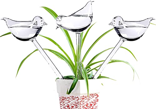 Adabocute Bird Shaped Plant Watering Globes - Watering Bulbs For Outdoor Plants - Clear Plant Watering Bulbs - 3 Pack Self Watering Planter Insert