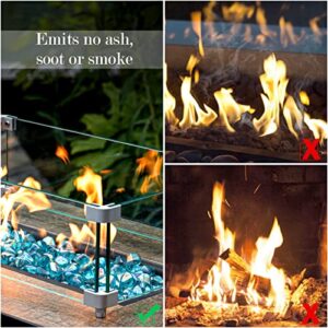 GASPRO 10 Pound Fire Glass Diamonds 1 Inch, Fire Pit Glass Rocks for Gas Fireplace and Fire Pit, Caribbean Blue, High Luster