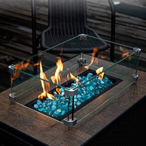 GASPRO 10 Pound Fire Glass Diamonds 1 Inch, Fire Pit Glass Rocks for Gas Fireplace and Fire Pit, Caribbean Blue, High Luster