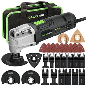 galax pro 2.4amp 6 variable speed oscillating multi-tool kit with quick-lock accessory change, oscillating angle:3°, 28pcs accessories and carry bag