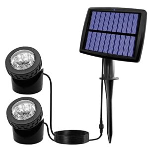 aveki solar pond spotlights, 12 led solar underwater lights with dual head waterproof submarine landscape spotlight security lighting for outdoor patio ganden fountain pond