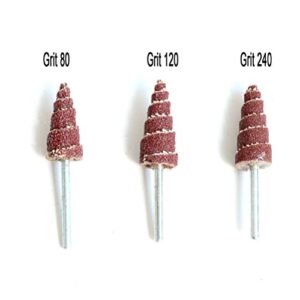 3x10 mm Cone Shape Abrasive Flap Wheel,Sandpaper Grinding Head for Rotary Tool, 3mm Shank 45Pcs,Used for Groove, Gap, Corner polishing