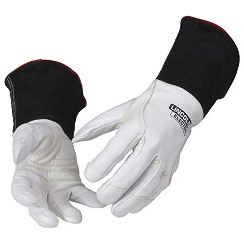 Lincoln Electric Premium TIG Welding Gloves | Top Grain Leather | High Dexterity | Medium | K2983-M, White