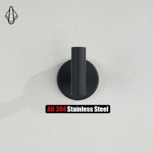 JQK Black Bathroom Towel Hook, Coat Robe Clothes Hook for Bathroom Kitchen Garage Wall Mounted (2 Pack), 304 Stainless Steel Matte Black, TH100-PB-P2