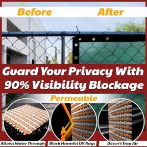 Amgo 6' x 50' Green Fence Privacy Screen, Commercial Standard Heavy Duty Windscreen with Bindings & Grommets, 90% Blockage, Cable Zip Ties Included (We Make Custom Size)