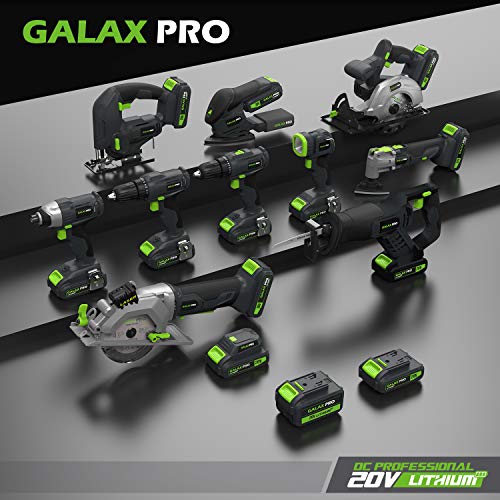 GALAX PRO Impact Driver 20 V Lithium Ion 1/4" Hex Cordless Driver with LED Work Light, 6 Pieces Screwdriver Bits, Variable Speed (0-2800 RPM)- 1.3 Ah Battery and Charger Included