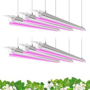 barrina led grow light, 252w(6 x 42w) 4ft t8, full spectrum, v-shape with reflector, linkable design, plant lights for indoor plants, 6-pack