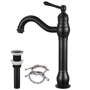 gotonovo bathroom vessel sink faucet oil rubbed bronze with pop up drain single lever handle 1 hole bowl sink mixer tap deck mount tall spout lavatory vanity