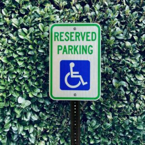 (2 Pack) Reserved Parking Sign, Handicap Parking Sign, with Picture of Wheelchair Sign, 18 x 12 Engineer Grade Reflective Sheeting Rust Free Aluminum, Weather Resistant, Waterproof, Durable Ink