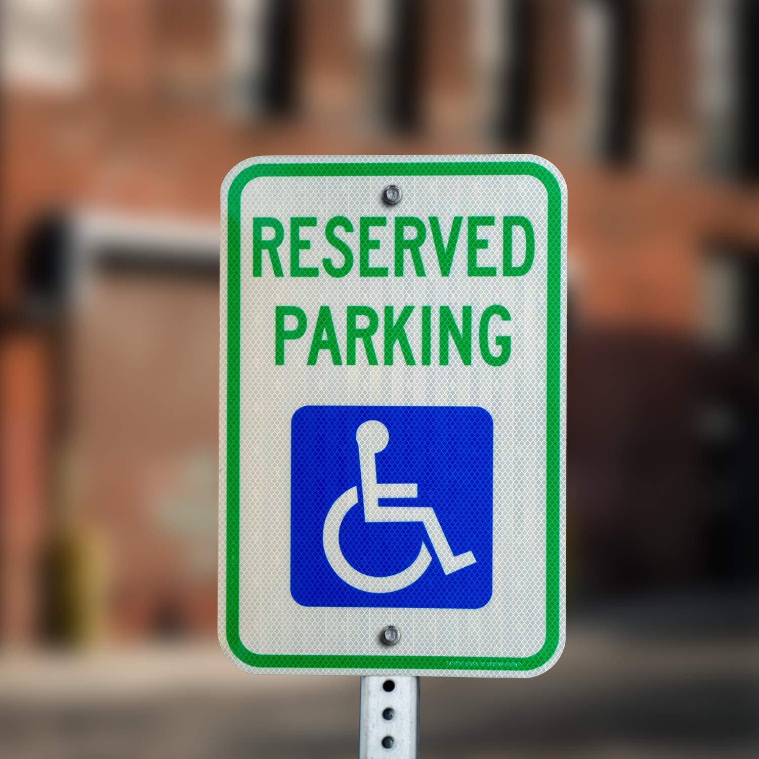 (2 Pack) Reserved Parking Sign, Handicap Parking Sign, with Picture of Wheelchair Sign, 18 x 12 Engineer Grade Reflective Sheeting Rust Free Aluminum, Weather Resistant, Waterproof, Durable Ink