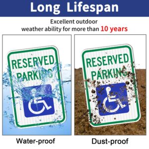 (2 Pack) Reserved Parking Sign, Handicap Parking Sign, with Picture of Wheelchair Sign, 18 x 12 Engineer Grade Reflective Sheeting Rust Free Aluminum, Weather Resistant, Waterproof, Durable Ink