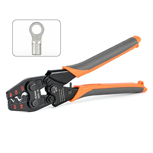 iCrimp Non Insulated Terminal Crimper, AWG 22-6 Ratchet Wire Crimper Tool for Battery Cable Terminal, Copper Butt Connector, Splice Wire Connectors