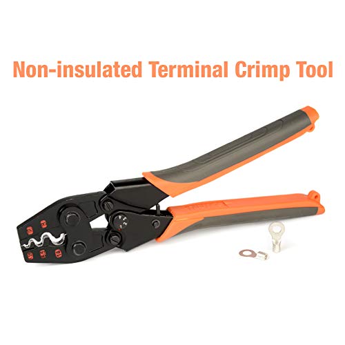 iCrimp Non Insulated Terminal Crimper, AWG 22-6 Ratchet Wire Crimper Tool for Battery Cable Terminal, Copper Butt Connector, Splice Wire Connectors