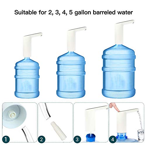 Water Bottle Pump, Toproad USB Charging Universal Electric Water Dispenser, Upgrade Touch Button Automatic Drinking Water Jug Pump for 2-5 Gallon Bottle