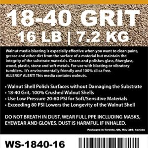 16 lbs or 7.2 kg Ground Walnut Shell Media 18-40 Grit - Fine Walnut Shells for Tumbling, Vibratory Or Blasting