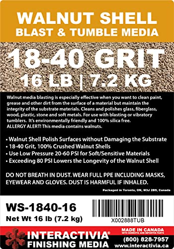 16 lbs or 7.2 kg Ground Walnut Shell Media 18-40 Grit - Fine Walnut Shells for Tumbling, Vibratory Or Blasting