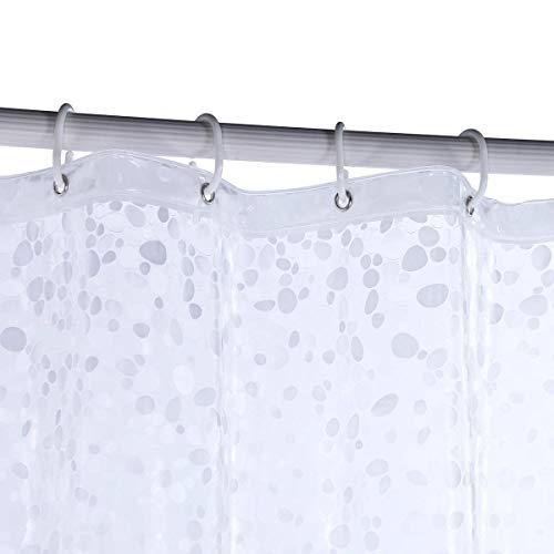 WellColor Shower Curtain Liner 75 Inches Long, 3D EVA Translucent Heavy Duty Weighted Vinyl Shower Liner with 3 Strong Magnets for Bathroom Spa Hotel, Pebble, 72x75 Inch