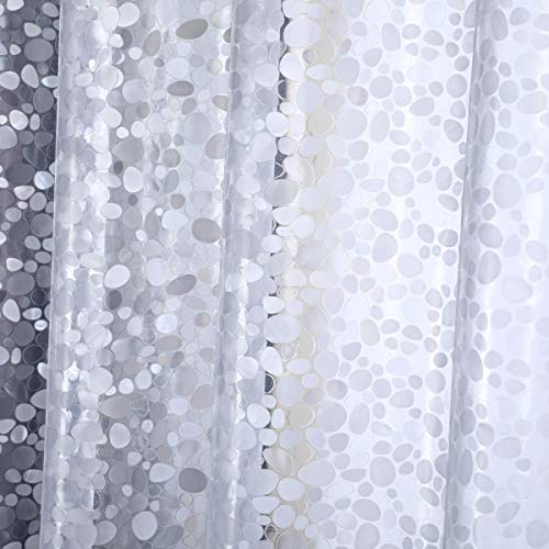 WellColor Shower Curtain Liner 75 Inches Long, 3D EVA Translucent Heavy Duty Weighted Vinyl Shower Liner with 3 Strong Magnets for Bathroom Spa Hotel, Pebble, 72x75 Inch