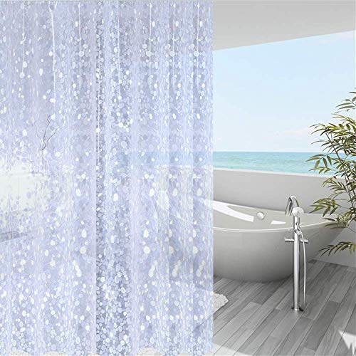 WellColor Shower Curtain Liner 75 Inches Long, 3D EVA Translucent Heavy Duty Weighted Vinyl Shower Liner with 3 Strong Magnets for Bathroom Spa Hotel, Pebble, 72x75 Inch