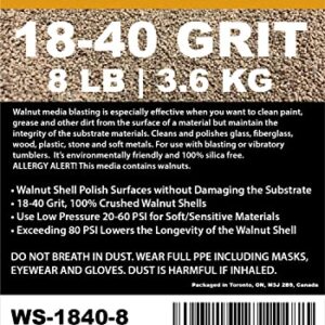 8 lbs or 3.6 kg Ground Walnut Shell Media 18-40 Grit - Fine Walnut Shells for Tumbling, Vibratory Or Blasting