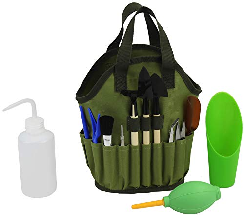 Succulent Kit Organizer Bag Gardening Tool Set | Terrarium Supplies Mini Succulent Garden Tool Kit | Heavy Duty Succulent Bonsai Planter Set Indoor Gardening | Fairy Zen Kit for Soil Fertilizer Seeds