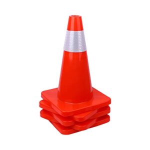 [ 10 Pack ] 18" Traffic Cones PVC Safety Road Parking Cones Weighted Hazard Cones Construction Cones for Traffic Fluorescent Orange w/4" Reflective Strips Collar