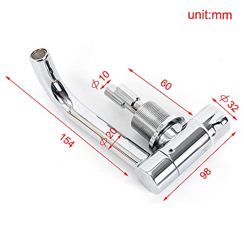 Compact Folding Faucet for RV Caravan Camper, Kitchen Solid Matel 360 Rotation Faucet w/Hoses, Cold Hot Water Mixer Faucet, Copper Silver Tap