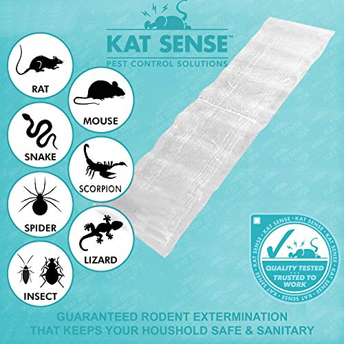 Kat Sense Sticky Rat Traps 'N Mouse Glue Traps That Work for Trapping Snakes Spiders Roaches N Other Rodents, 2 XL Large Heavy Duty Clear Pre Baited Mats, Indoor Outdoor Non Multi Catch Pest Trap