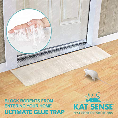 Kat Sense Sticky Rat Traps 'N Mouse Glue Traps That Work for Trapping Snakes Spiders Roaches N Other Rodents, 2 XL Large Heavy Duty Clear Pre Baited Mats, Indoor Outdoor Non Multi Catch Pest Trap