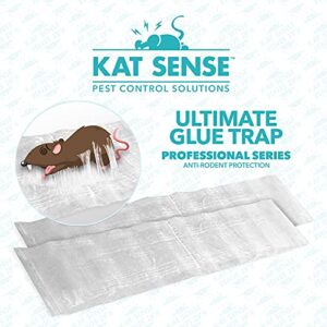 Kat Sense Sticky Rat Traps 'N Mouse Glue Traps That Work for Trapping Snakes Spiders Roaches N Other Rodents, 2 XL Large Heavy Duty Clear Pre Baited Mats, Indoor Outdoor Non Multi Catch Pest Trap