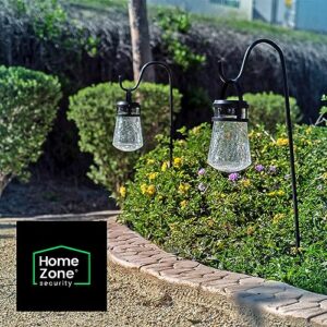 Home Zone Security 2 Packs Solar Crackle Glass Solar Lanterns Light Hanging Outdoor Waterproof 10 Lumens 3000K Decorative Large Crackle Glass Garden LED Lights, No Wiring for Patio Backyard Garden