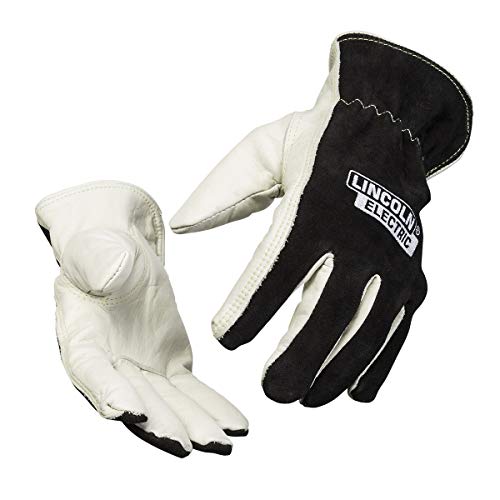 Lincoln Electric Welders Leather Drivers Gloves | Top Grain & Split Leather | Cotton Liner | Large | K3770-L, White